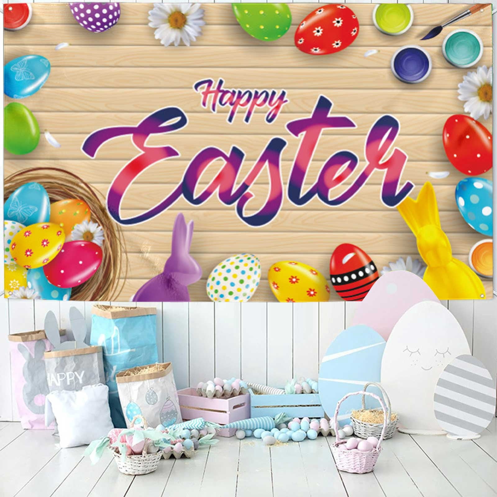 Banner Flags,Easter Banners Holiday Party Decorations Background Egg ...