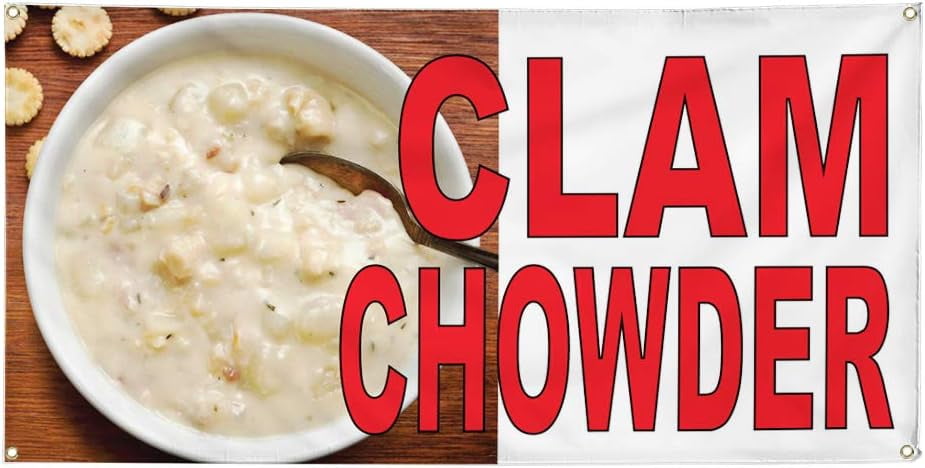 Banner Multiple Sizes Clam Chowder Red with Picture Food Bar Restaurant ...