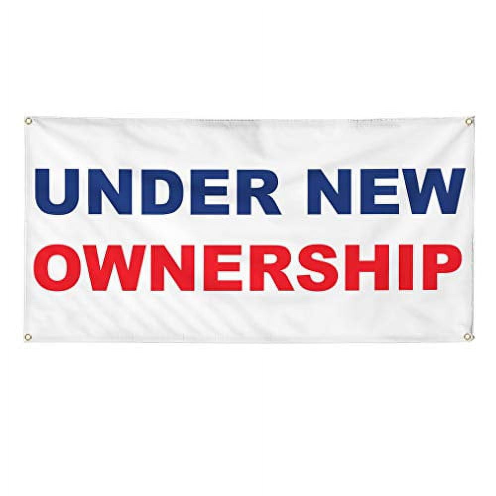 Banner Sizes Under New Ownership Blue Red Business Outdoor Weatherproof ...