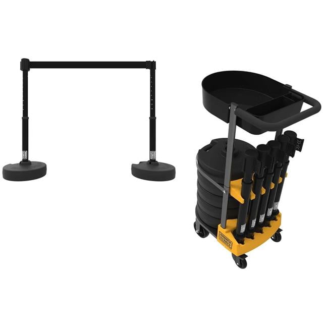 Banner Stakes PL4000-BT Plus Cart Package with Tray, Blank Black Banner ...
