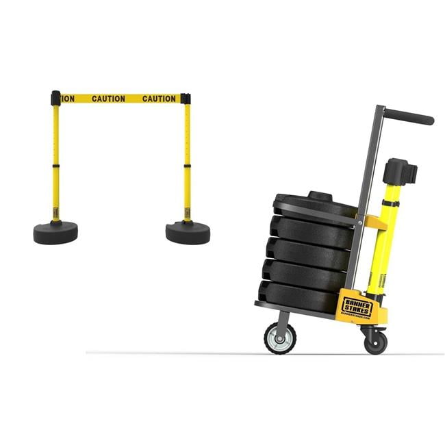 Banner Stakes PL4001 Plus Cart Package, Yellow Caution Banner - Walmart.com