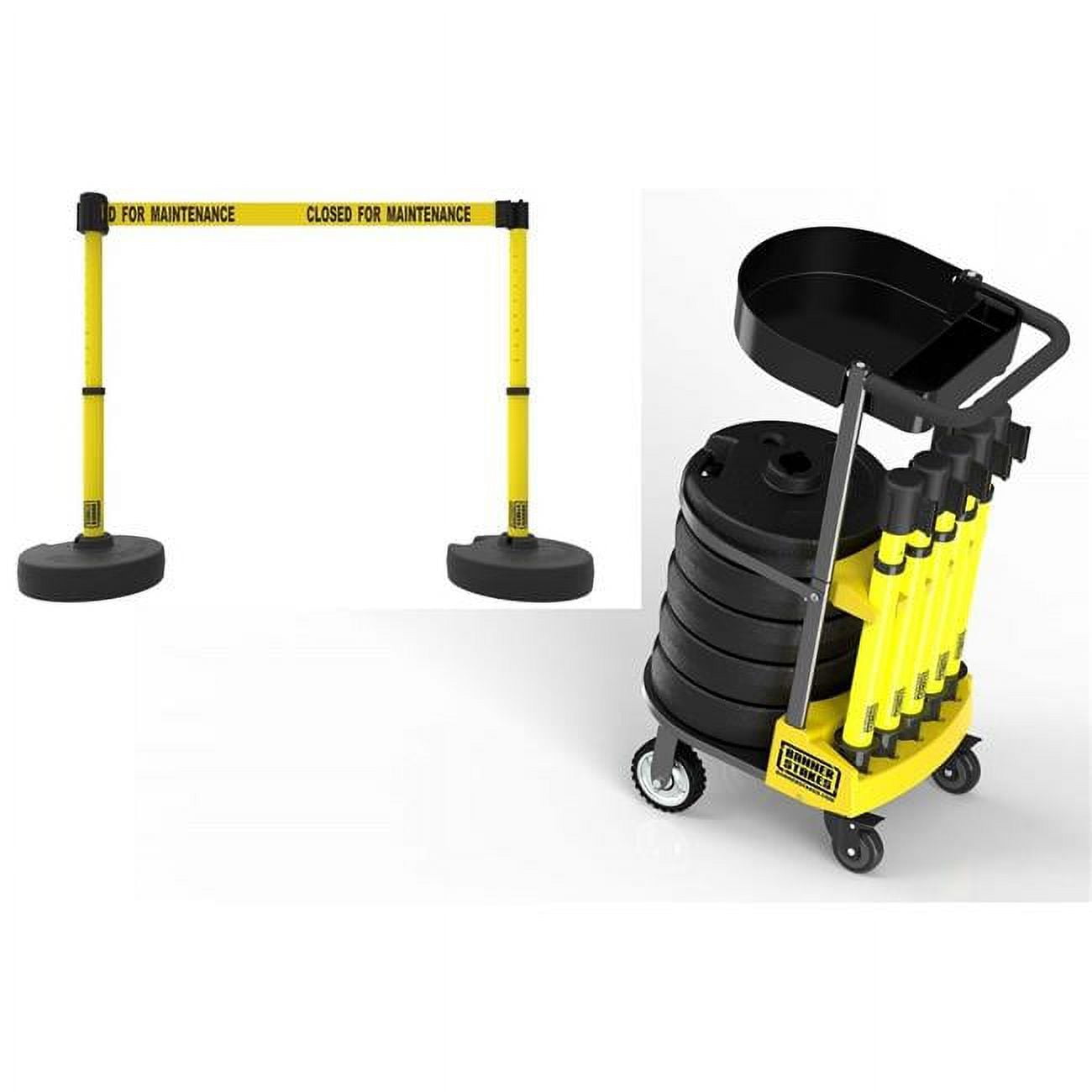 Banner Stakes PL4007T Plus Cart Package with Tray, Yellow Closed for ...