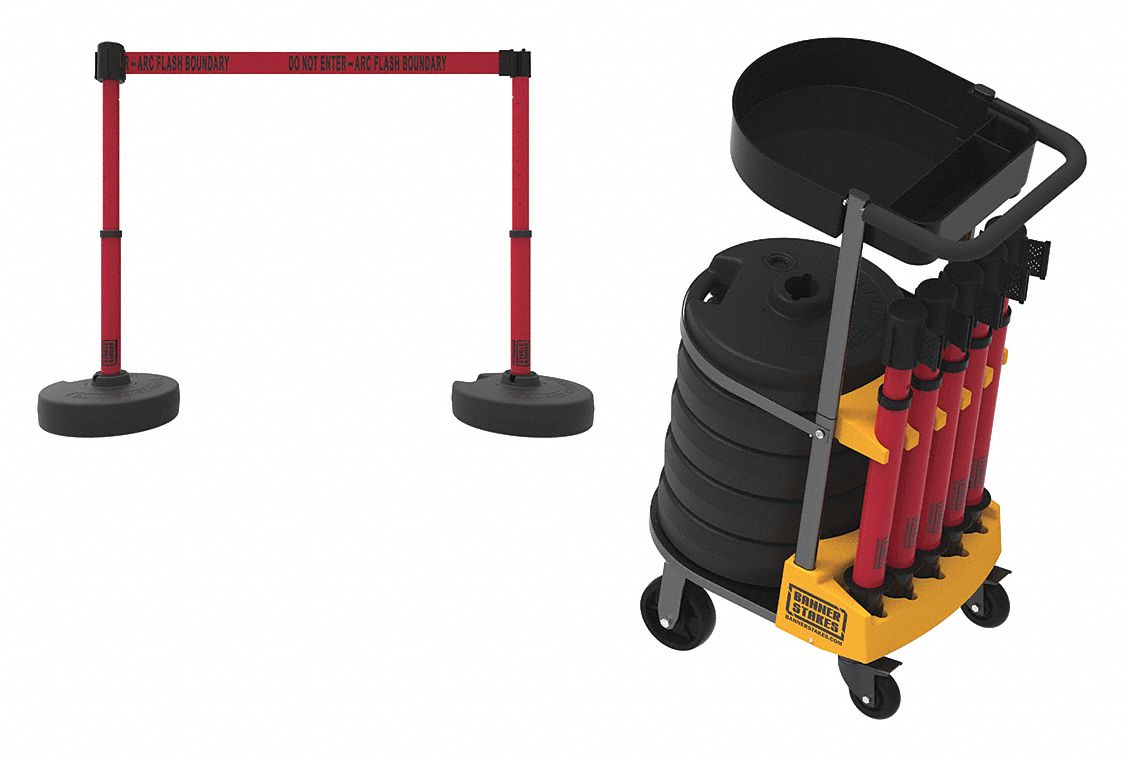 Banner Stakes PLUS Cart Pkg w/Tray, Arc Flash Bndry PL4079T - Walmart.com