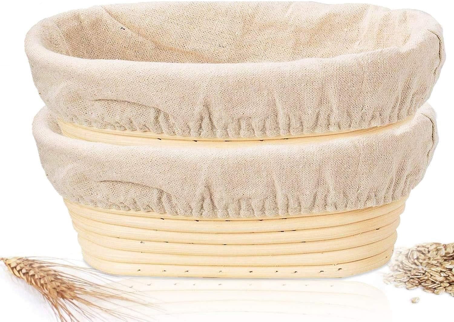 Banneton Bread Proofing Basket, 2 Pack 10 Inch Oval Sourdough Proofing ...