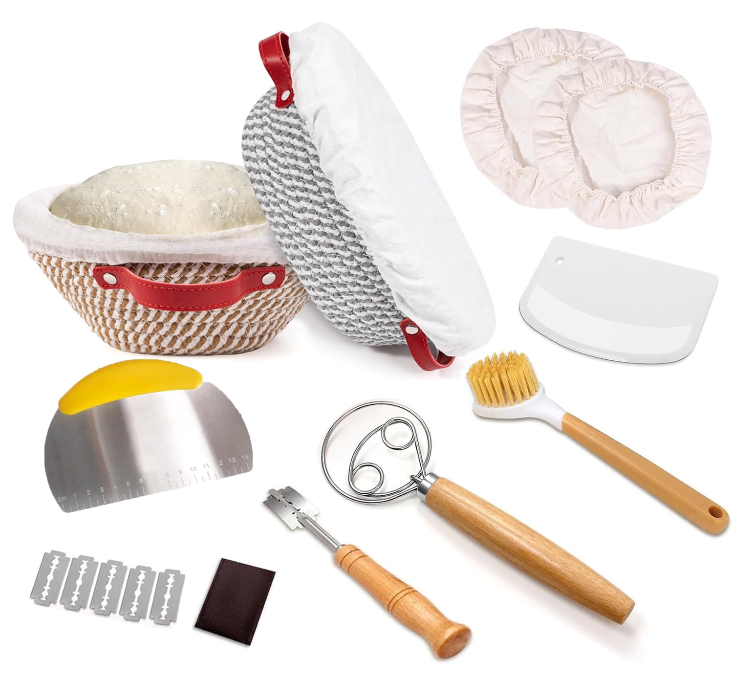 Banneton Bread Proofing Basket, 9" Round 10" Oval Cotton Rope Sourdough ...