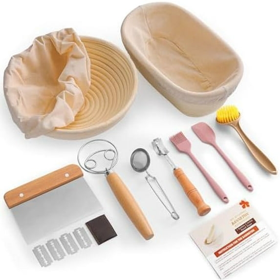 Banneton Bread Proofing Basket Set Sourdough Bread Baking Supplies 9 ...