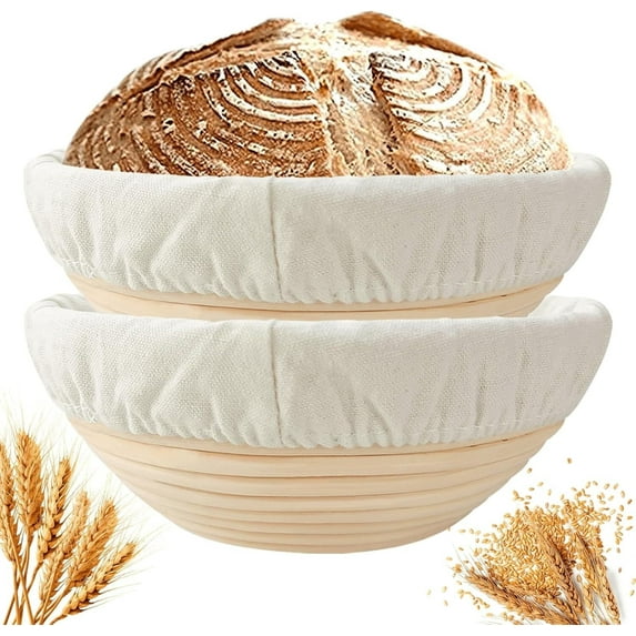 Banneton Bread Proofing Basket Set of 2: 9 Inch Round Sourdough ...