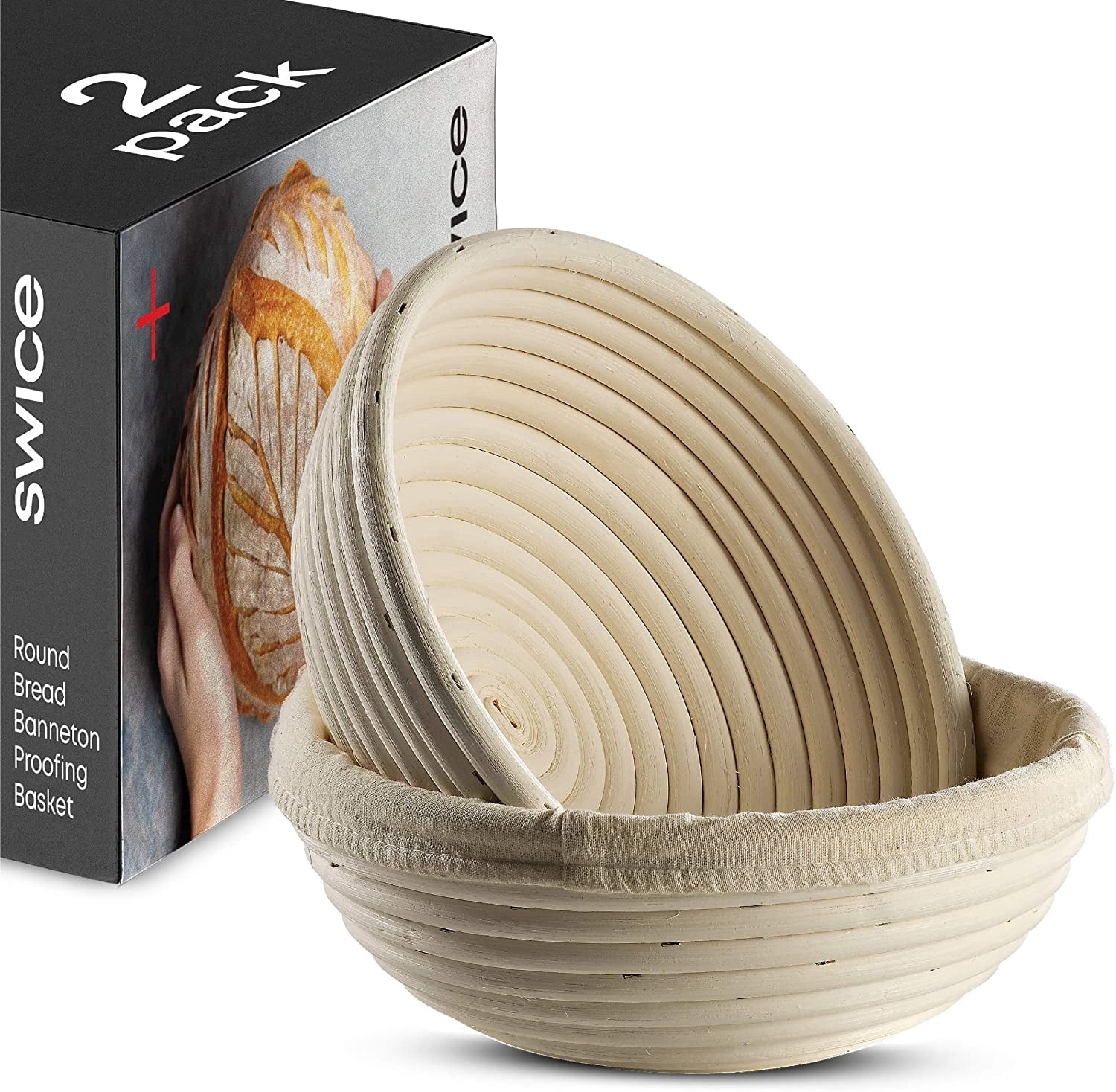 Banneton Bread Proofing Basket [Set of 2 ] Round 9 Inch Handmade Rattan ...