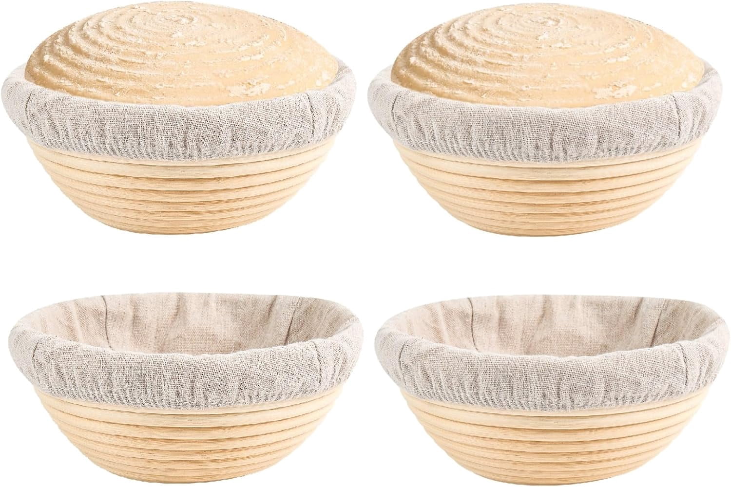 Banneton Bread Proofing Basket Set of 4PCS 6 Inch Mini Round Sourdough ...