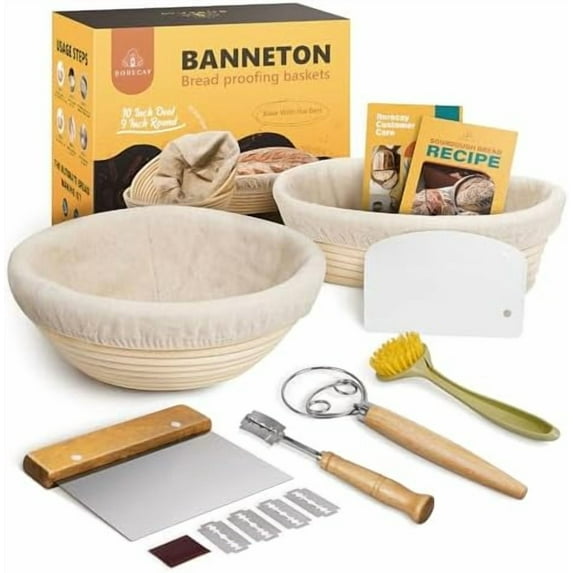 Banneton Bread Proofing Basket Sourdough Bread Baking Supplies, 9 Inch ...
