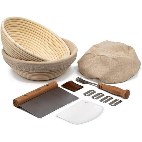 Banneton Bread Proofing Set, Artisan Sourdough Bread Making Kit, 9 Inch ...