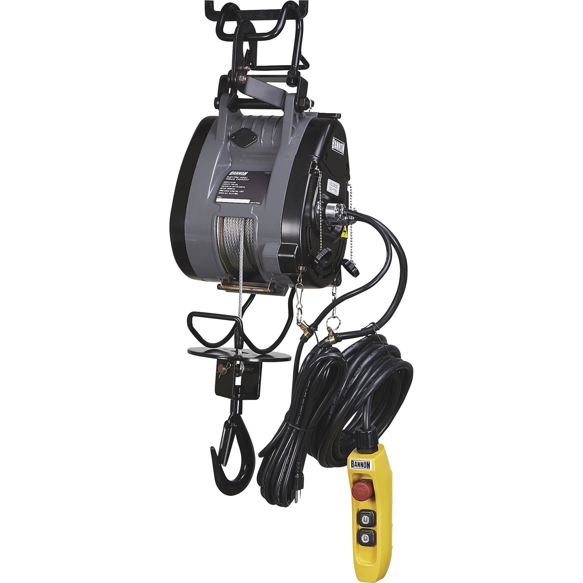 Bannon Compact Electric Cable Hoist, 1100-Lb. Capacity, 95ft. Lift, 110 ...