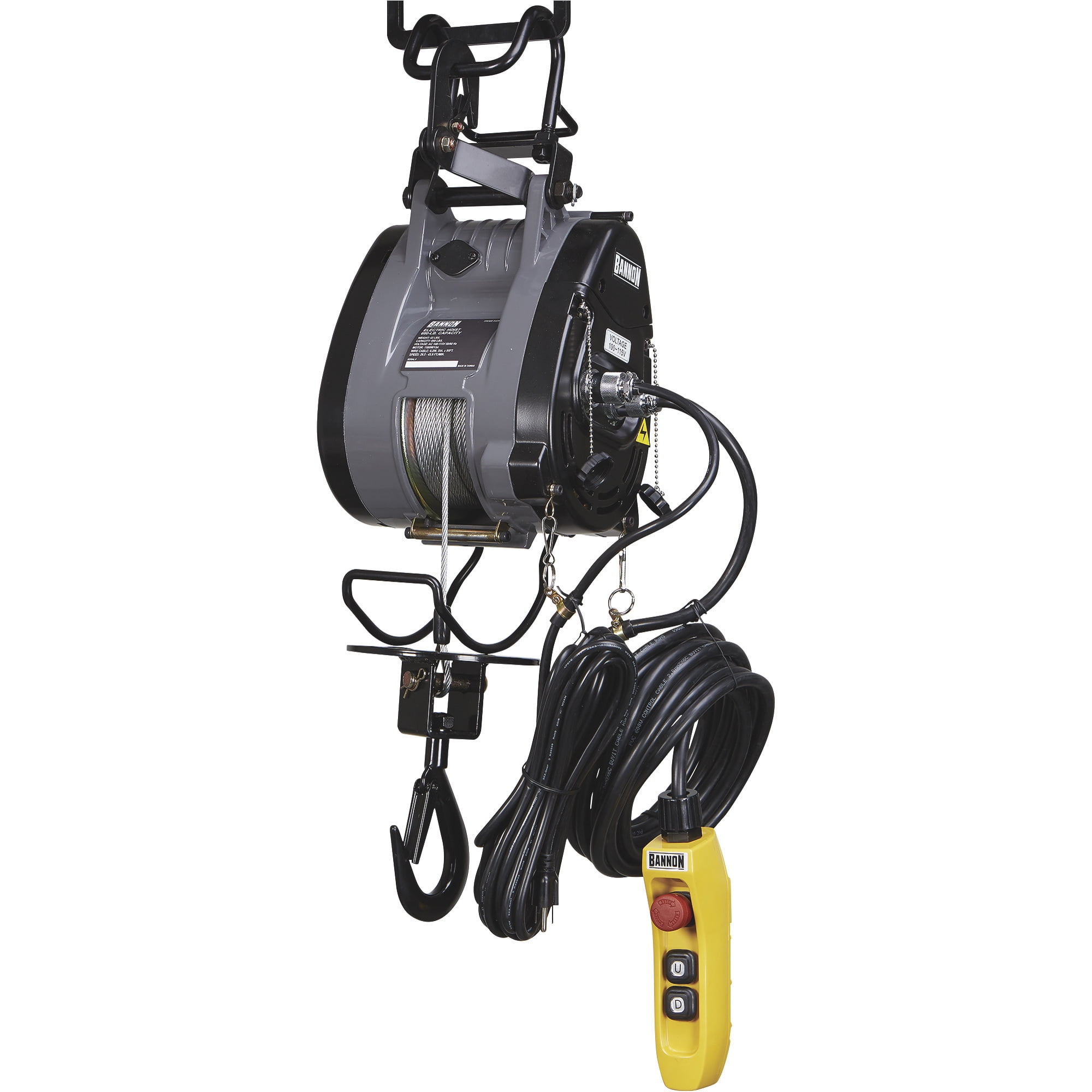 Bannon Compact Electric Cable Hoist, 660-Lb. Capacity, 95ft. Lift, 110 ...