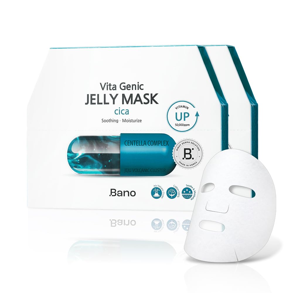Bano Vita Genic Jelly Face CICA Mask 10EA - Soothing & Hydrating Sheet ...