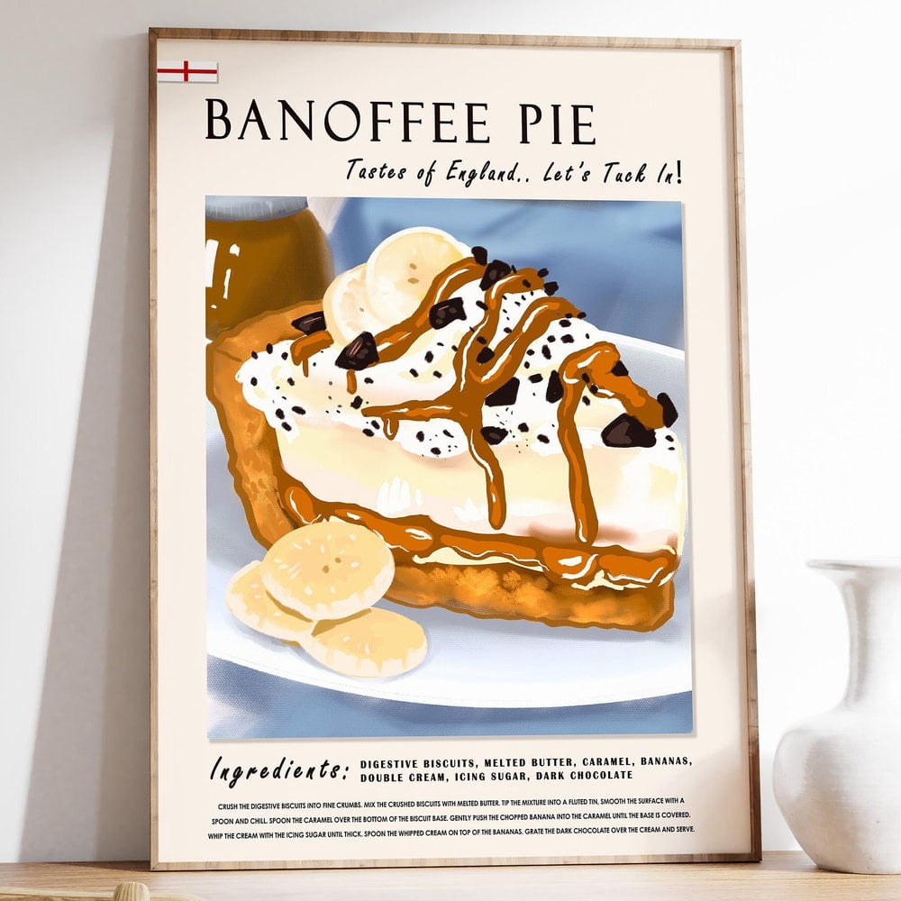 Banoffee Pie Dessert London Bakery Kitchen Poster UNFRAMED PAPER POSTER ...