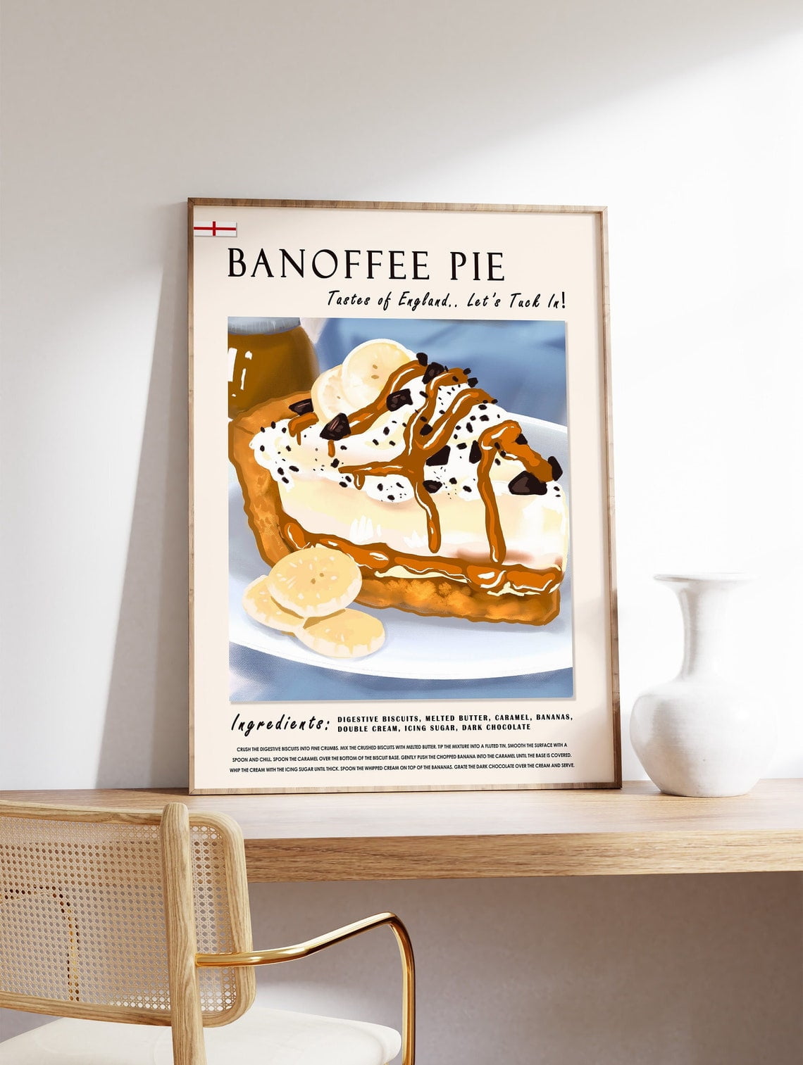 Banoffee Pie Food Dessert London Travel Kitchen Bakery Retro Unframed ...