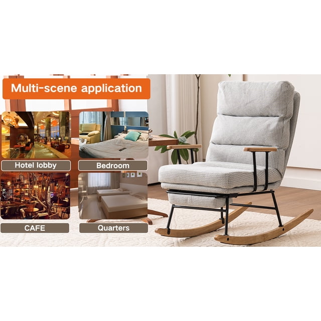 Banome Modern Teddy Gliding Rocking Chair with High Back - Retractable ...