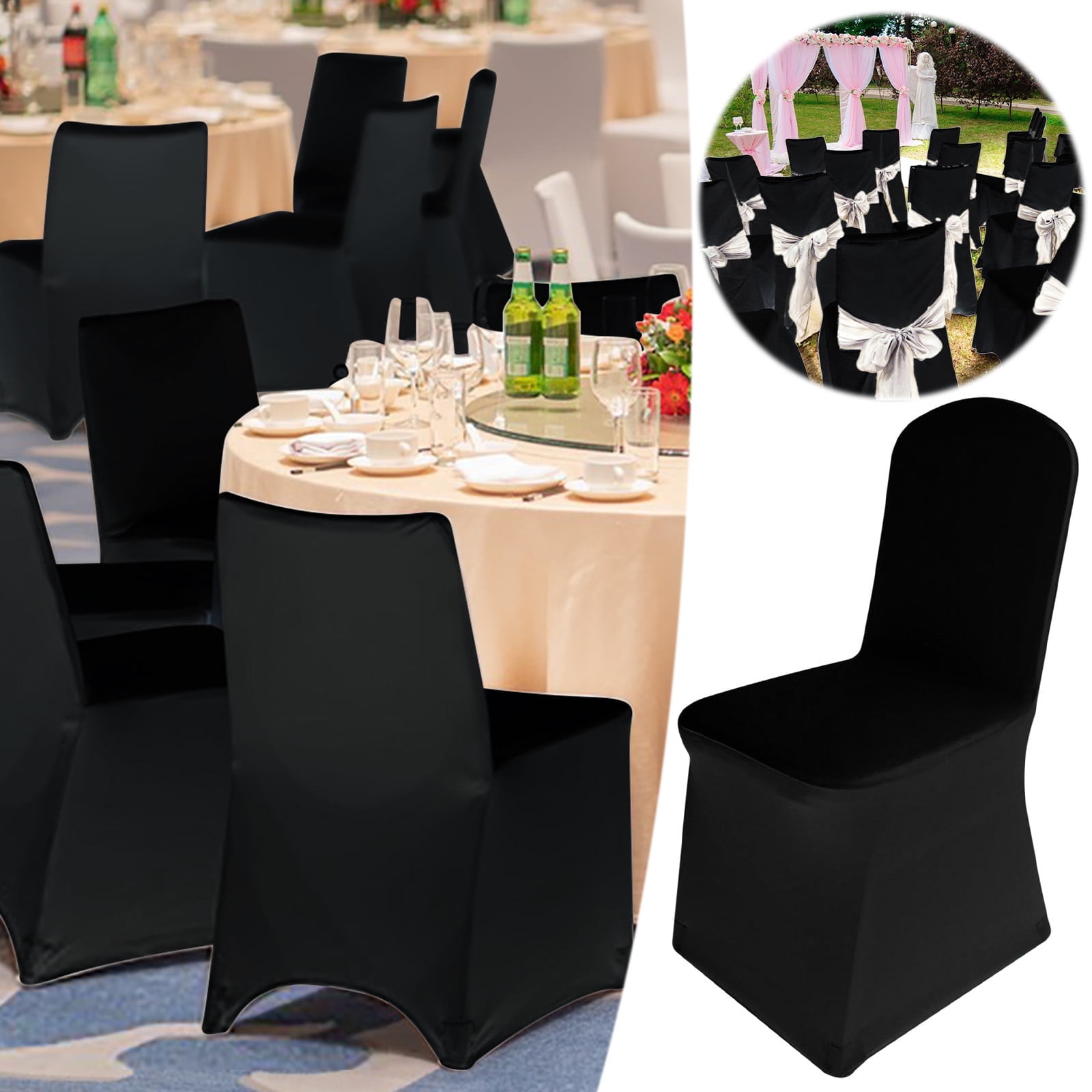 Banquet Chair Covers Elastic Spandex Lycra, 10-Pack Bleached White ...
