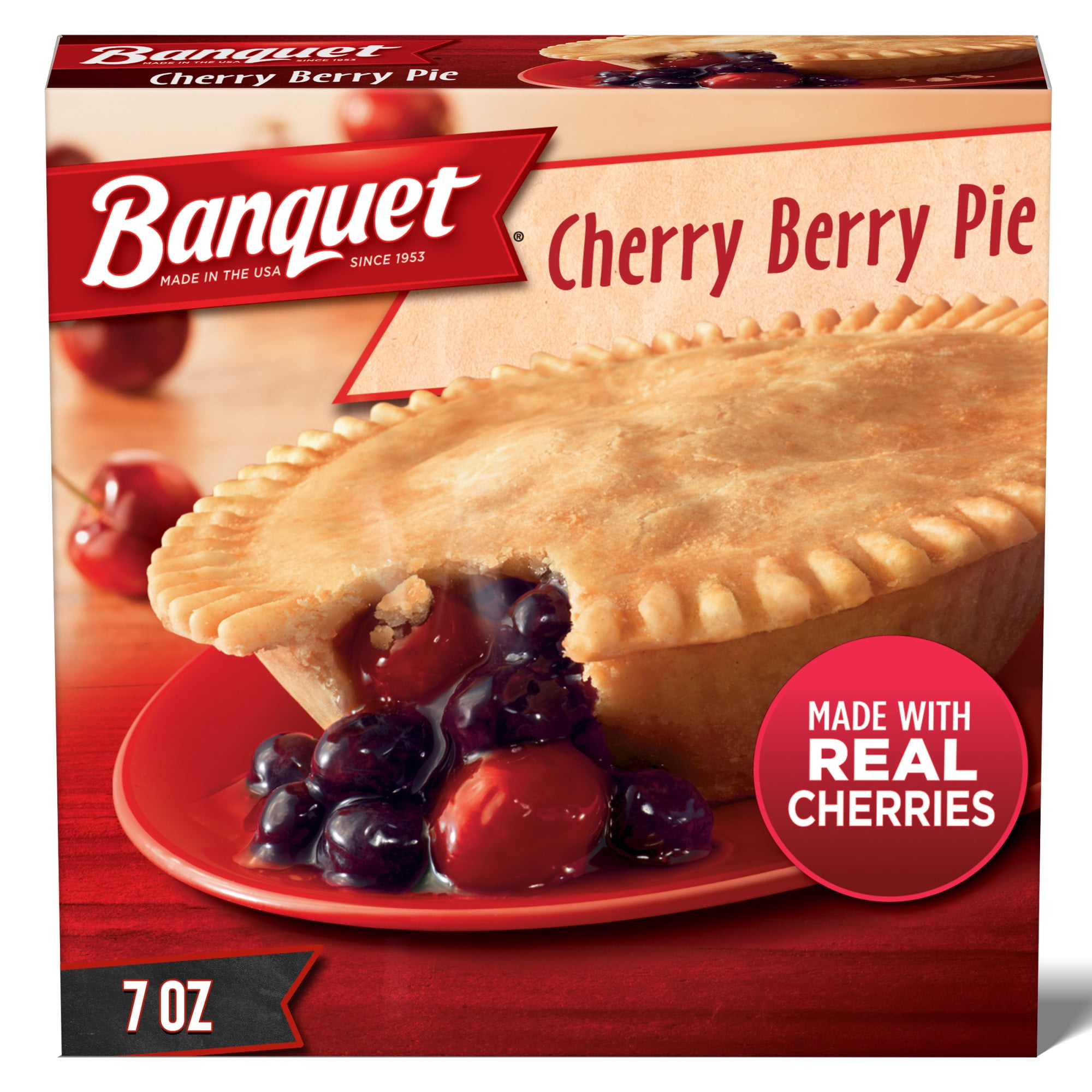 Banquet Frozen Cherry Berry Pie 7 oz with Flaky Crust, Single Serve ...