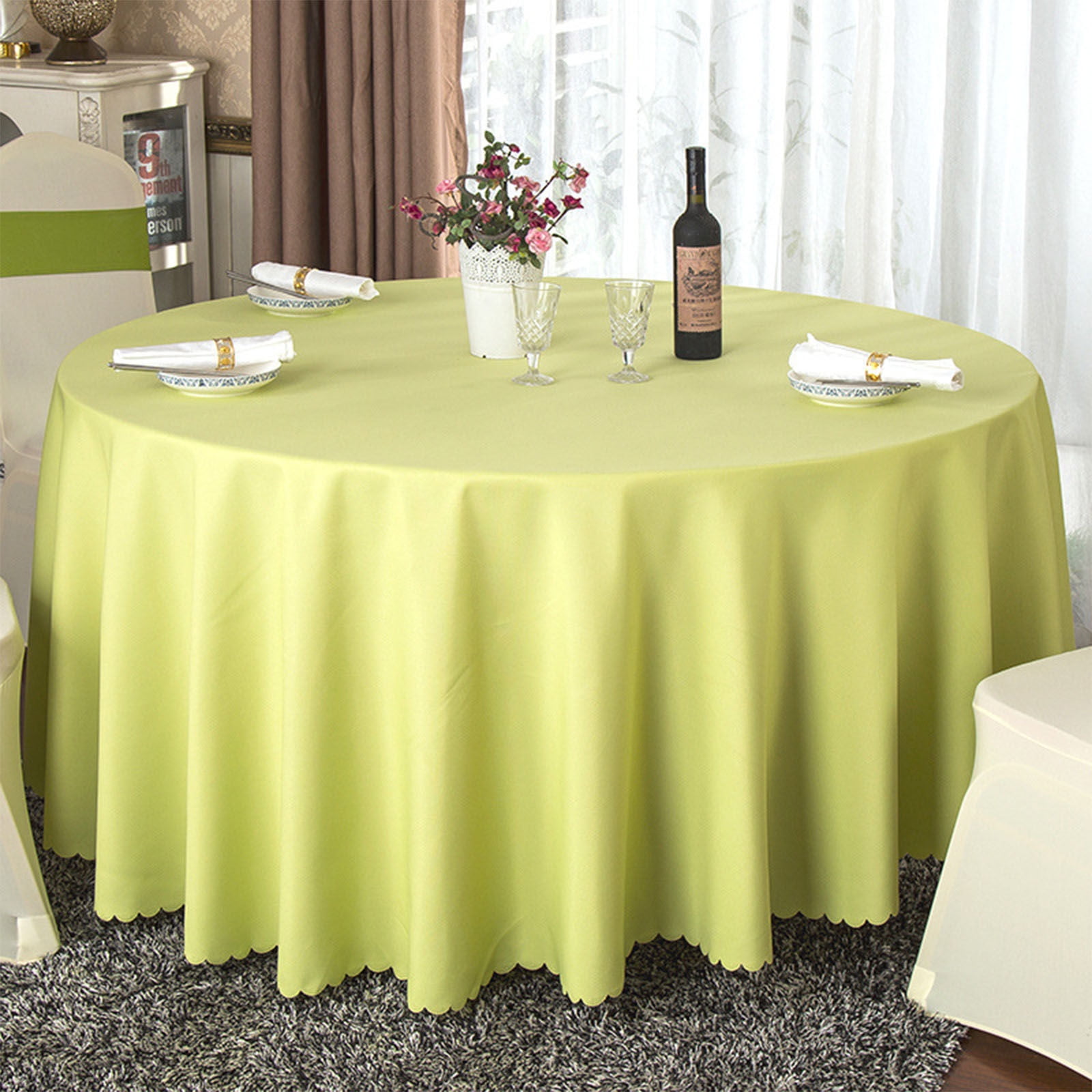 Banquet Circular Tablecloth Water Resistant Splash Proof Wipeable Table ...