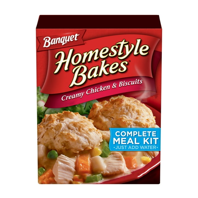 Banquet Homestyle Bakes Creamy Chicken and Biscuits, Meal Kit, 28.1 oz ...