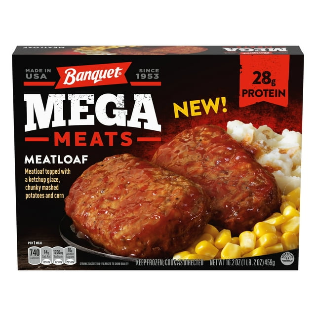 Banquet MEGA Meats, Meatloaf, Frozen Meal, 16.2 oz (frozen) - Walmart.com