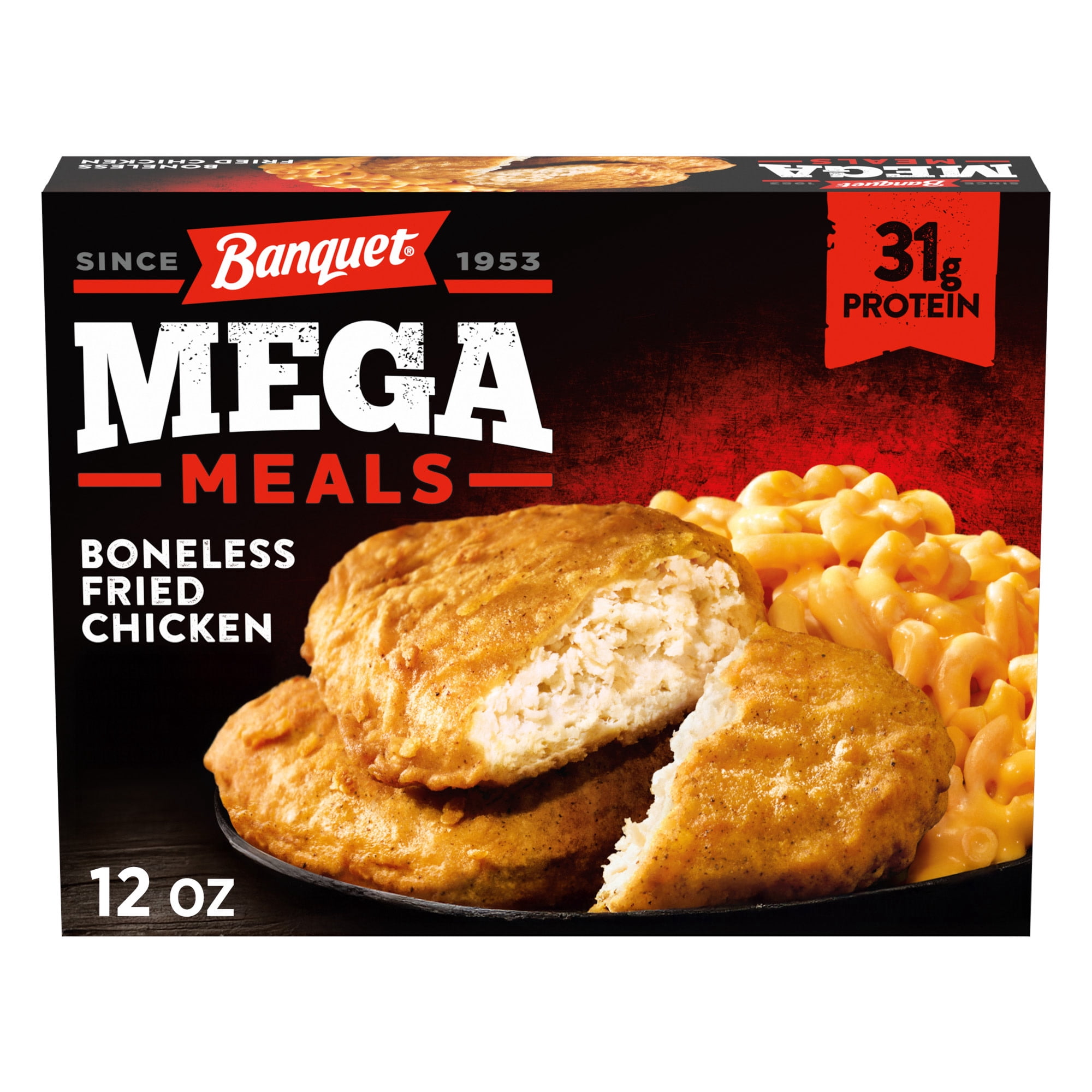 Banquet MEGA Meals Boneless Fried Chicken, 31g Protein, Frozen Meal, 12 ...