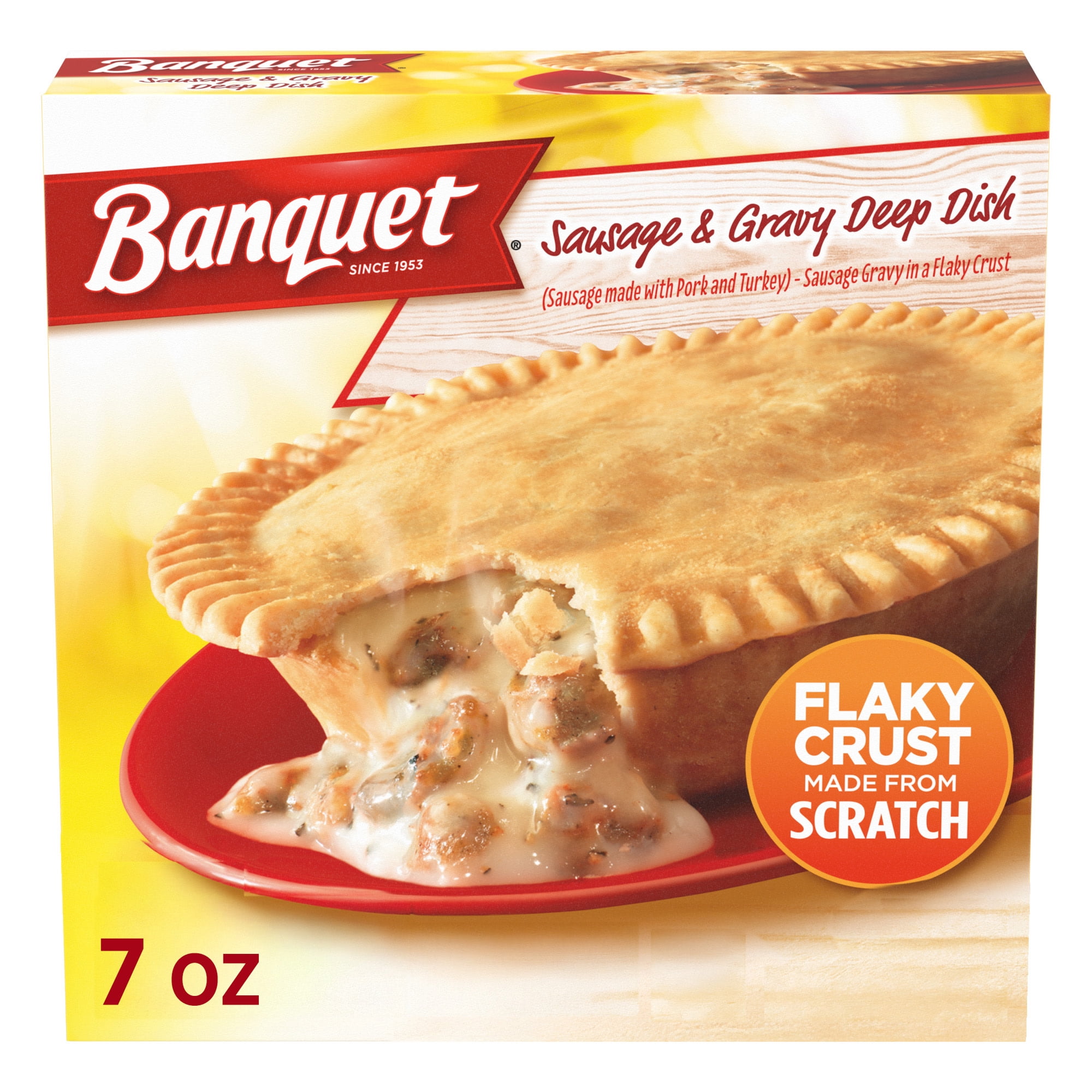 Banquet Sausage and Gravy Deep Dish Pot Pie, Frozen Meal, 7 oz ...