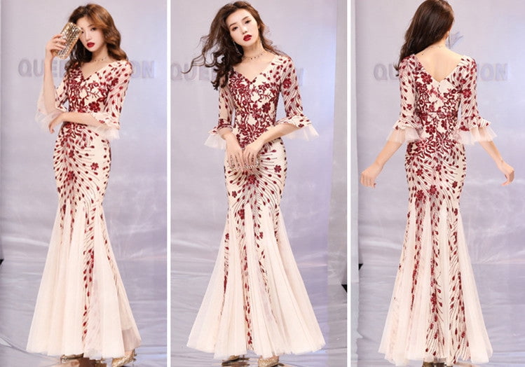 Banquet evening dress princess slim dress - Walmart.com