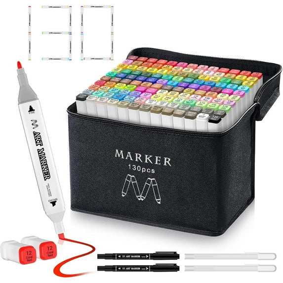Banral 120 Colors Alcohol Markers Set with Case ,Dual Tip Point,130 ...