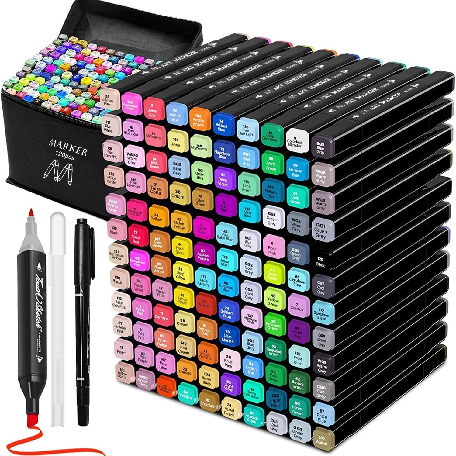 Banral Dual Tip Alcohol Markers, 120 Colors, for Illustration ...