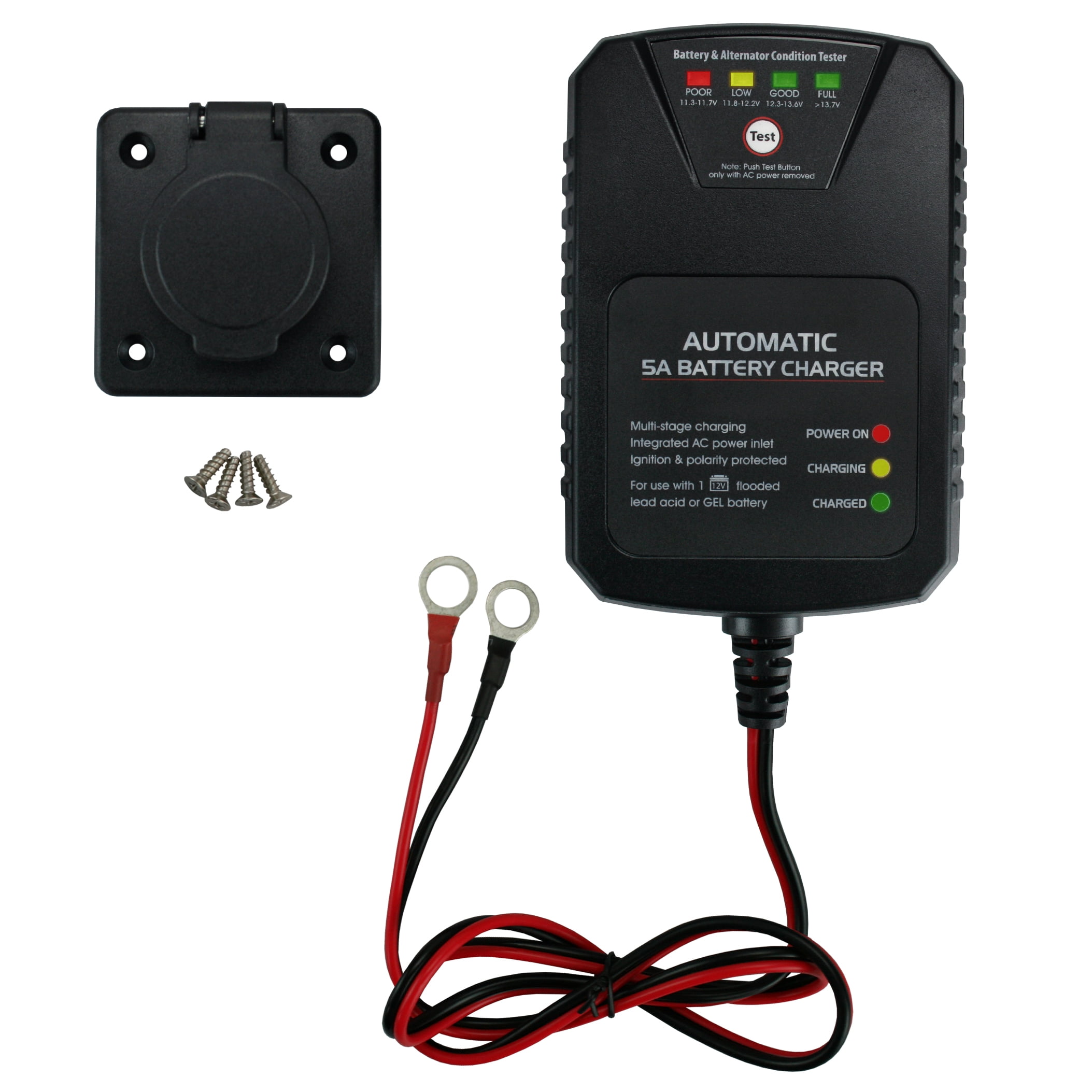 Banshee 12V 5 amp Lead Acid Battery Smart Charger with Three-Stage ...