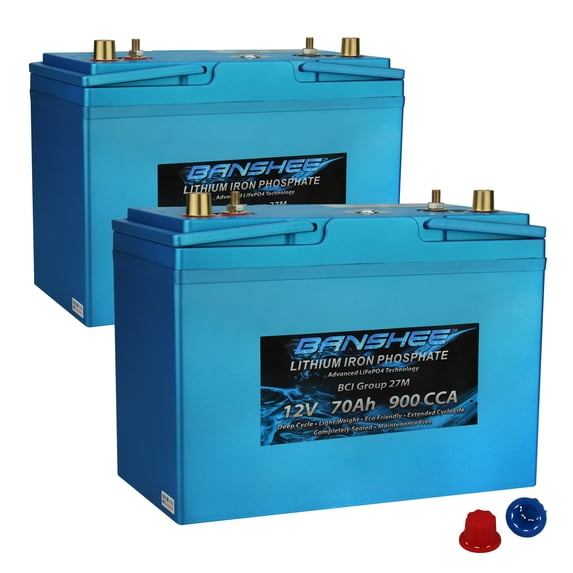 Banshee 24V Lithium Deep Cycle Marine Battery Group 27 - 2 Pack ...