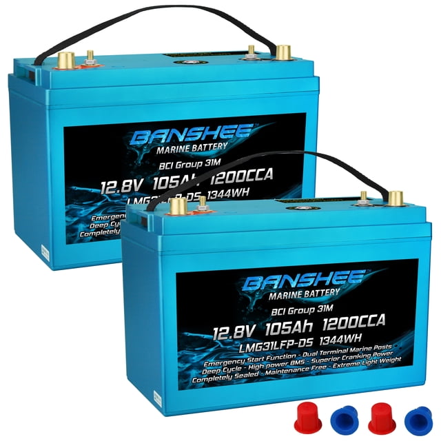 Banshee 24V Lithium Deep Cycle Marine Battery Group 31 - 2 Pack ...