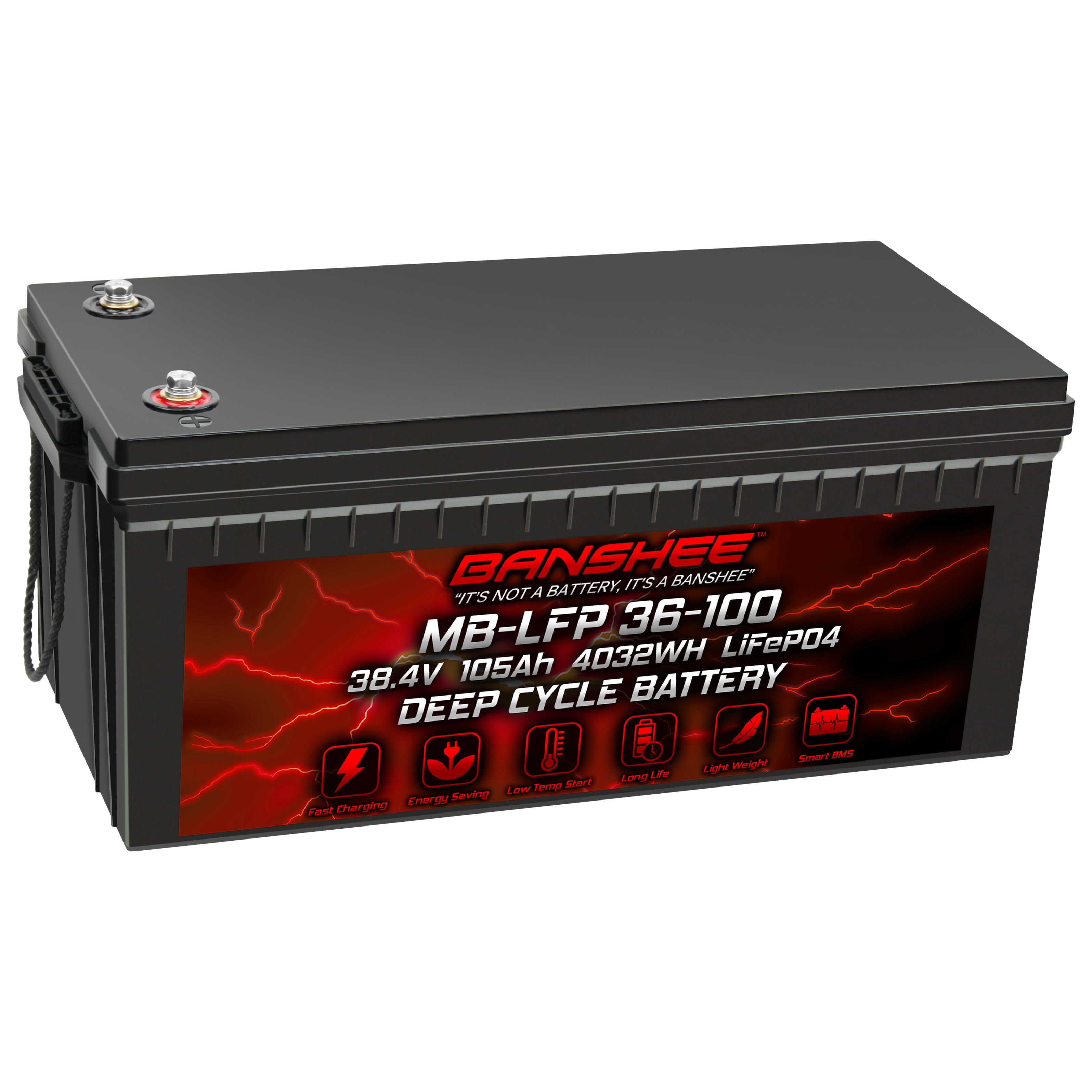 Banshee 36V Lithium Golf Cart Battery, 36 Volt 100Ah LiFePO4 Trolling ...