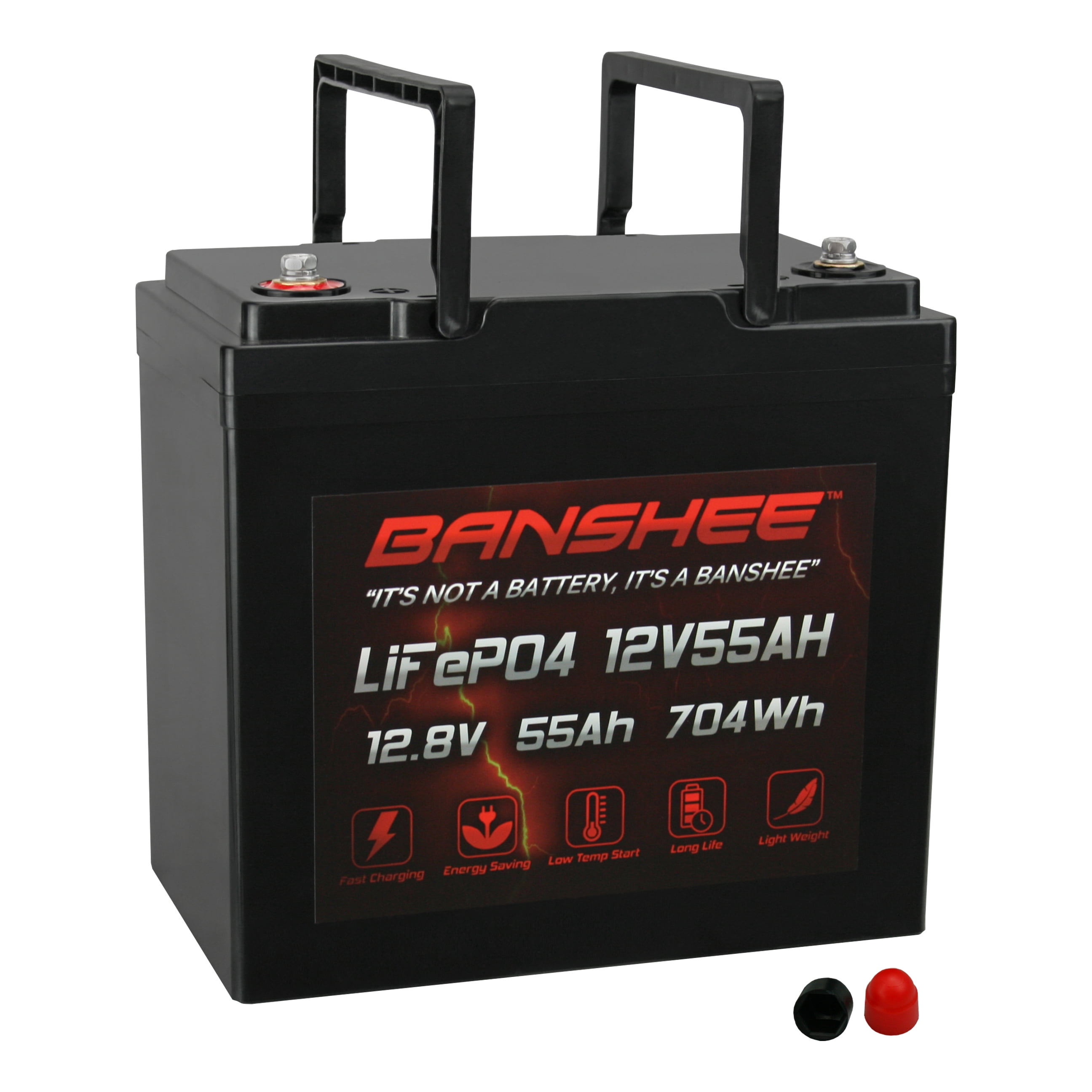 Banshee Lithium Iron LiFePO4 12V 55AH 22NF Battery 1280 Wh w/BMS Li ...