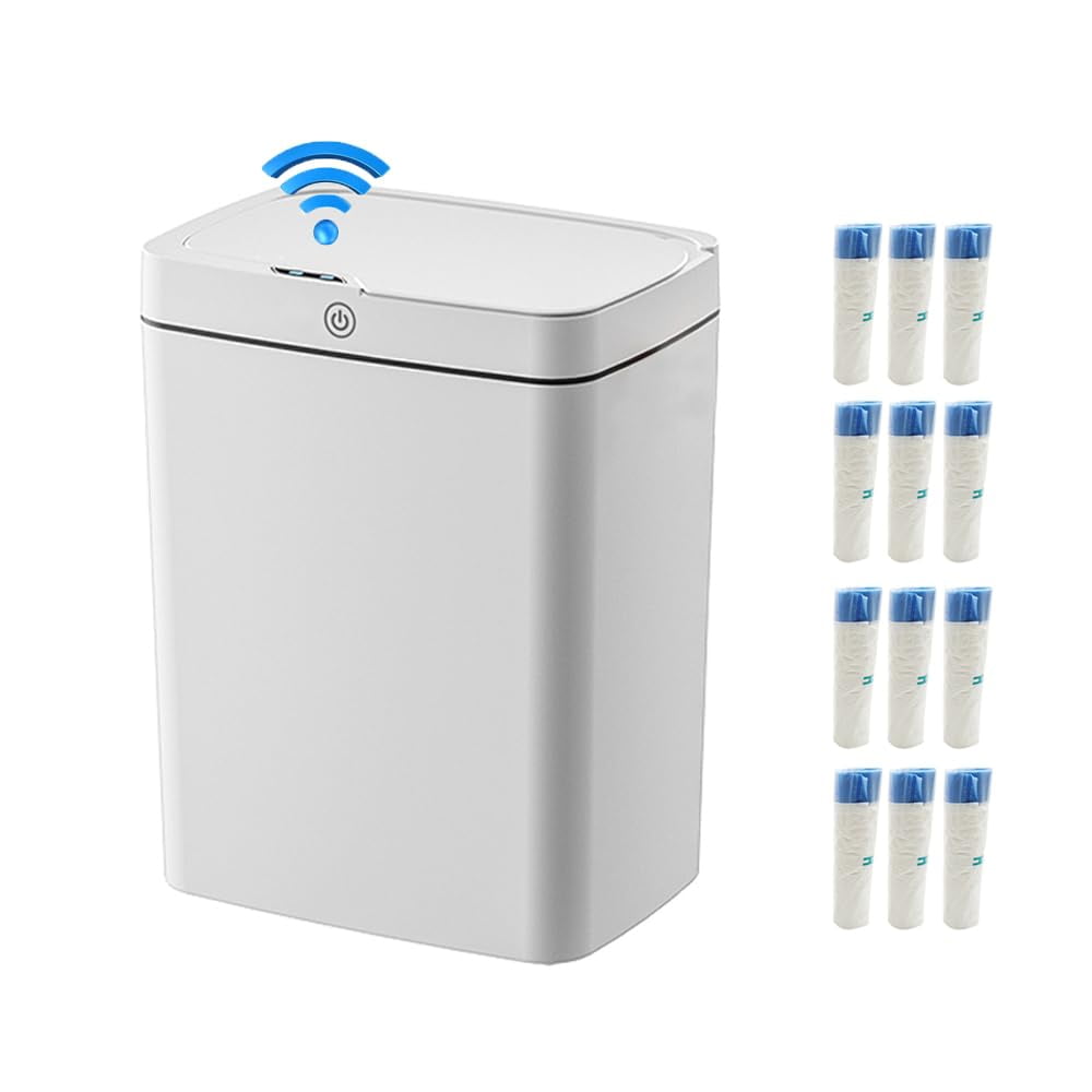 Banu Bathroom Trash Can with Lid Automatic Motion Sensor Smart Trash ...