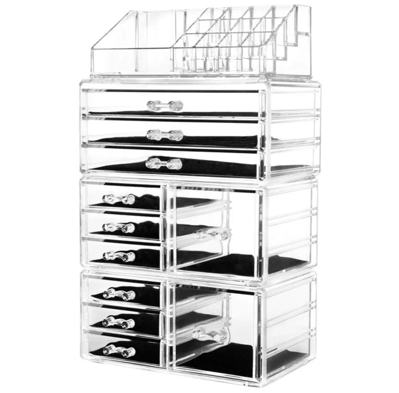 Banvikon Acrylic 4 Pack Makeup Organizer with 11 Drawers, Clear ...
