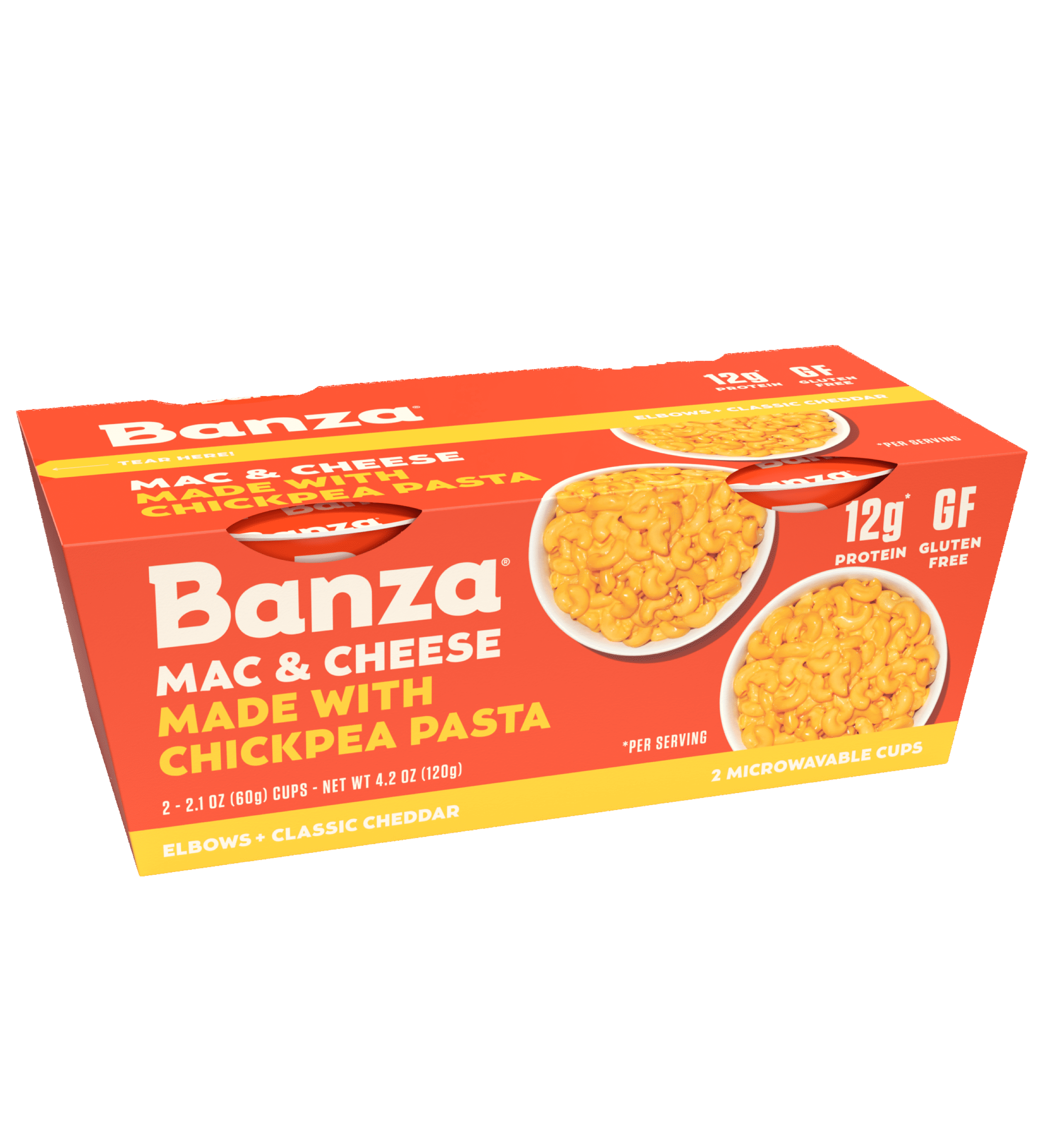Banza Microwavable Mac and Cheese Cups, Elbows with Classic Cheddar ...