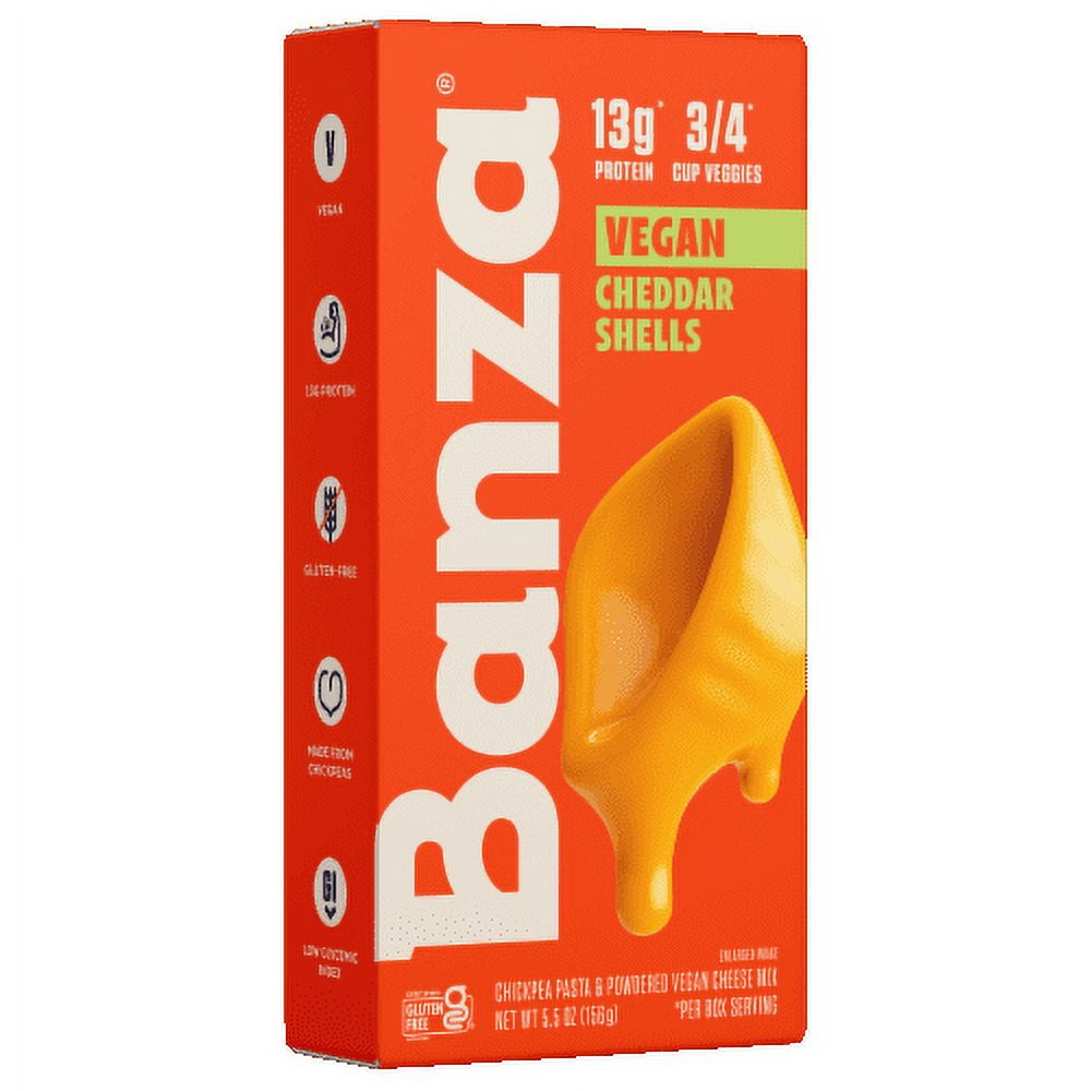 Banza Shells + Vegan Cheddar Plant-Based Chickpea Pasta Mac 5.5 oz ...