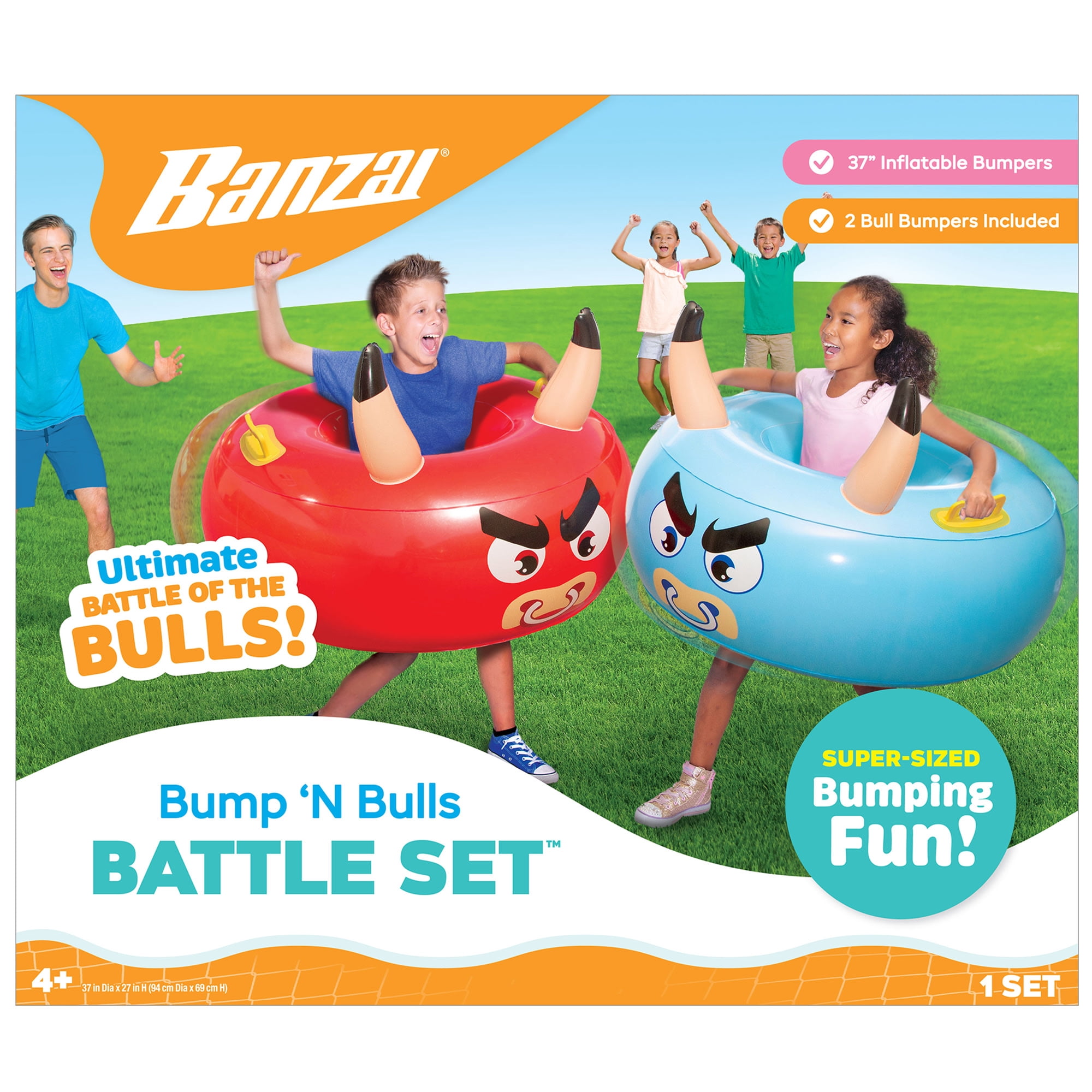 Banzai: Bump ‘N Bull Battle Set - Red & Blue, 2 Inflatable Body Bumper ...