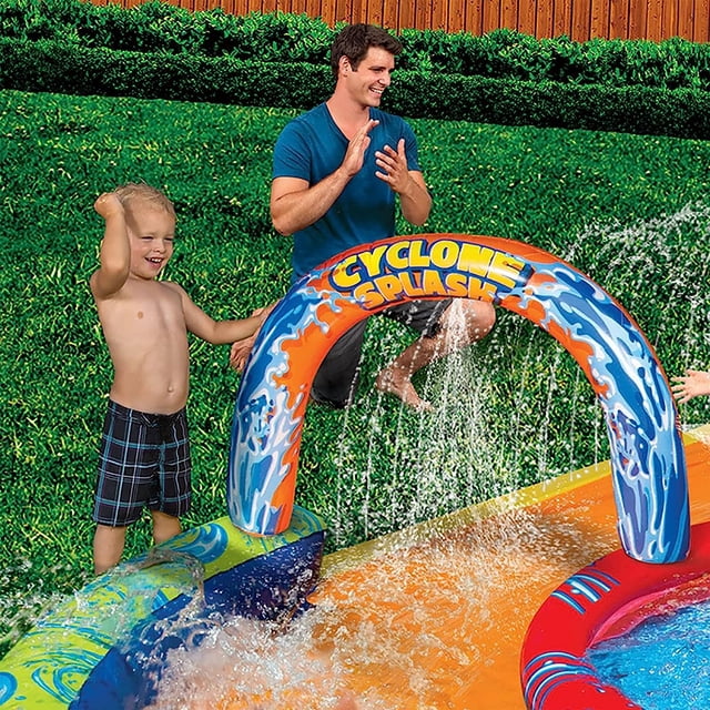 Banzai Cyclone Splash Water Park Outdoor Backyard Inflatable Toy with ...