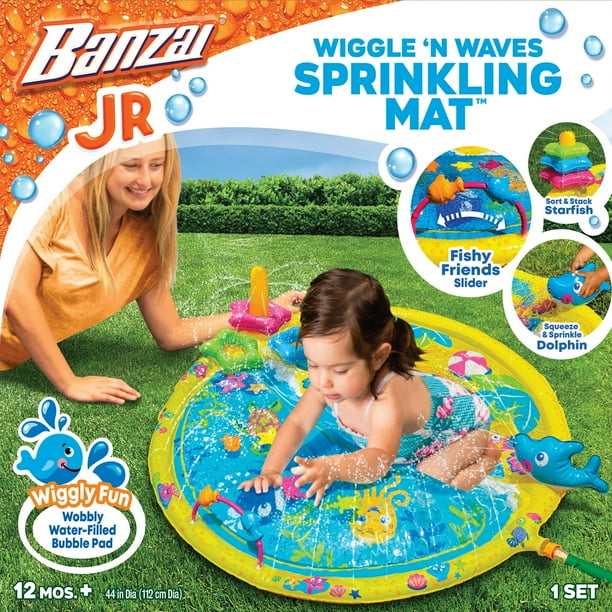 Banzai Jr. Wiggle 'N Waves 44" Activity Sprinkling Play Round Mat - 12 ...