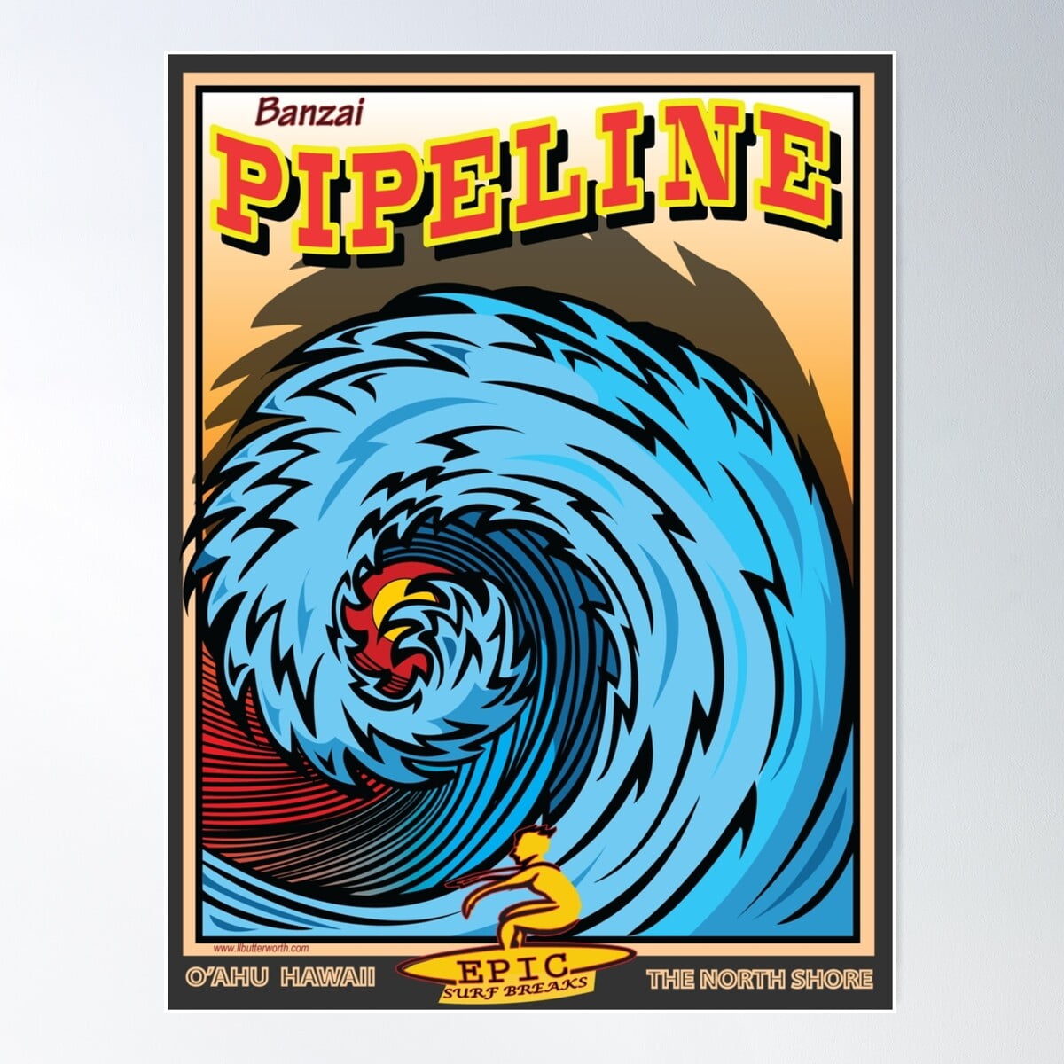 Banzai Pipeline Poster Wall Art, Modern Wall Decor For Living Room ...