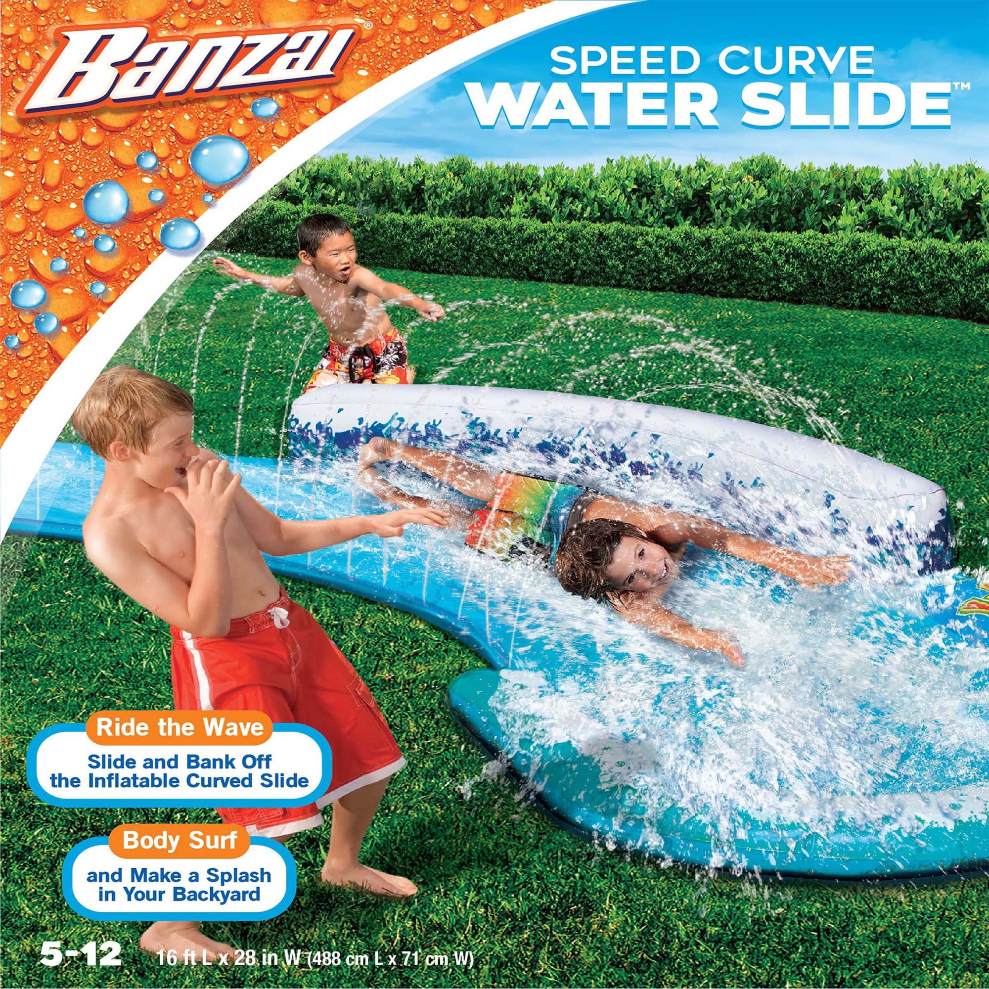 Banzai Speed Curve Long Inflatable Water Slide for Kids - Walmart.com