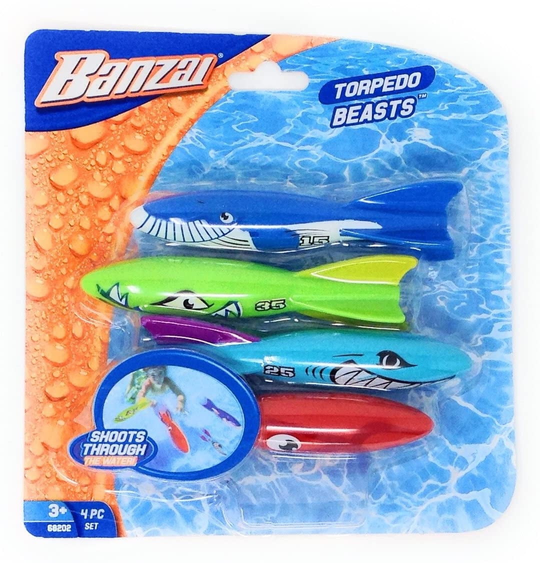 Banzai Kids Underwater Swimming Pool Diving Toys, Torpedo Beasts Sharks ...