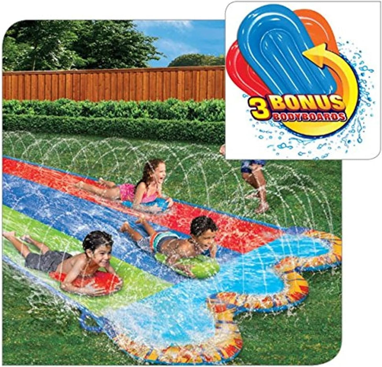 Banzai Triple Racer 16 Ft Water Slide for Kids, Backyard Children Toys ...