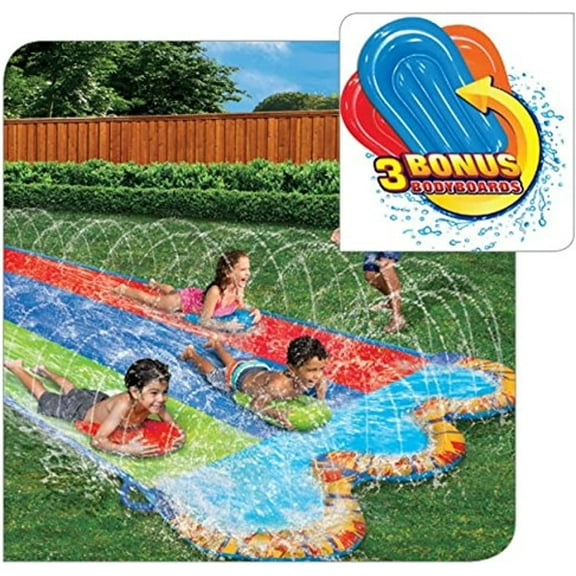 SYNCFUN 30ft x 6ft Water Slide, PVC Lawn Slip and Slide with Sprinklers ...