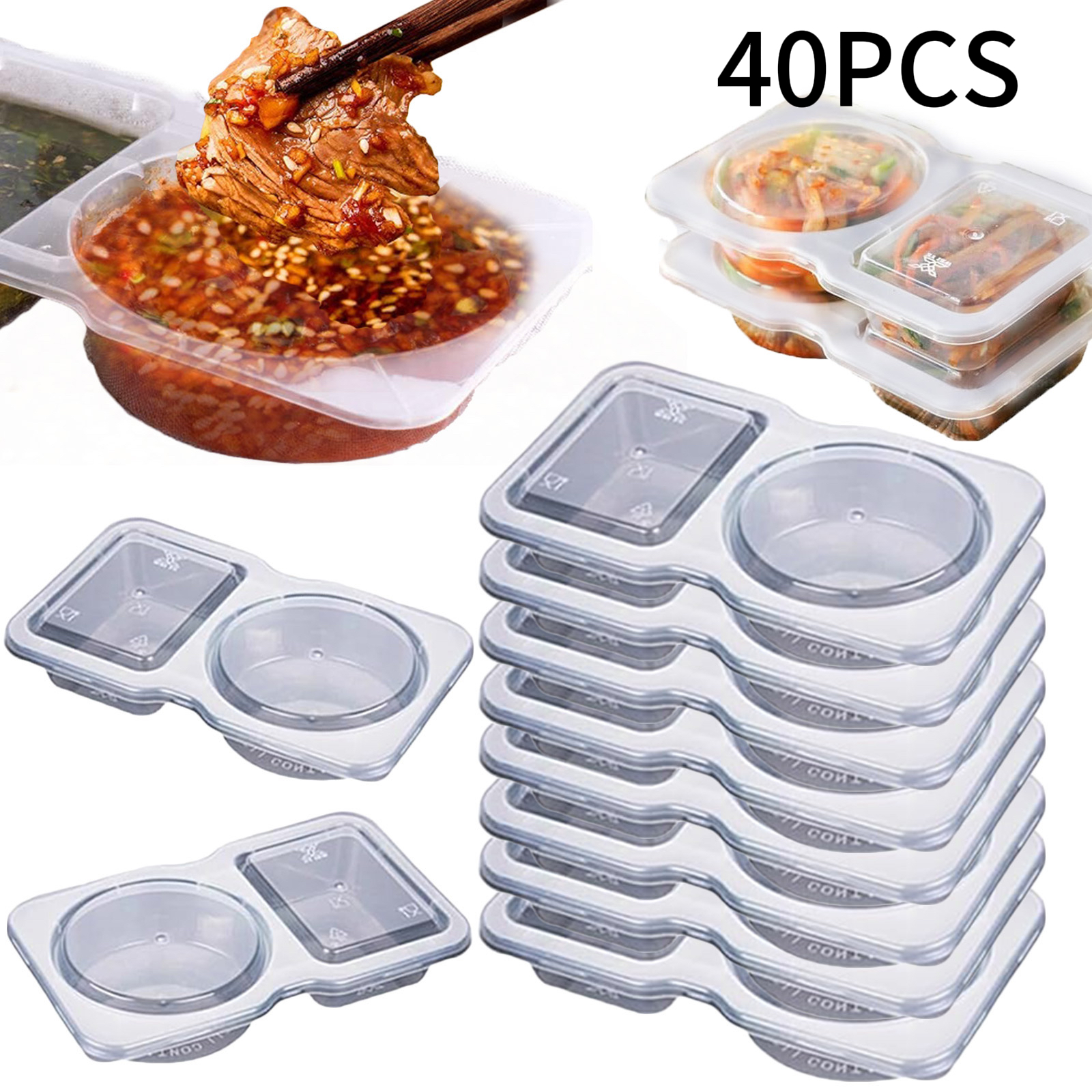 Banzch Double Compartment Condiment Container, Double Condiment ...