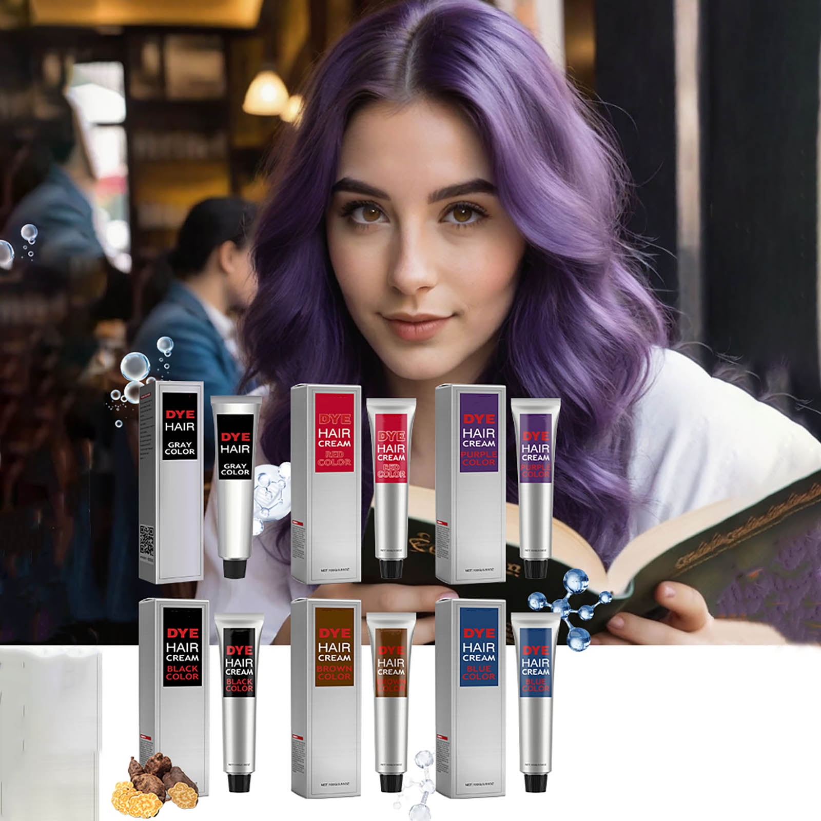 Banzch Silver Gray Natural Hair Dye Cream, Color Styler Color HairDye ...